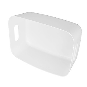 Plastic Basket, Large Capacity Multi Use Storage Basket Rectangular Cabinet Organizer with Handle for Home Office Organization and Storage White