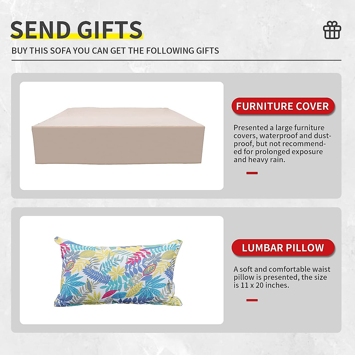 Lviden 7 Pieces Outdoor PE Wicker Furniture Set Patio Rattan Sectional Conversation Sofa Set with Red Cushions and Glass Top Table