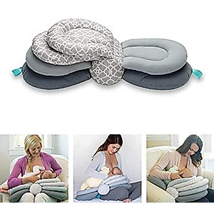 JCW Multi-Function Breastfeeding Pillow Maternity Nursing Pillow,Adjustable Height,Grey