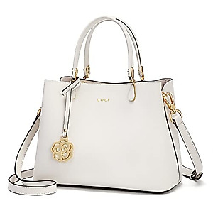 Top-Handle Handbag Leather Stitching Purse Crossbody Bag Tote Satchel Shoulder Bags for Women Girls Ladies(White)