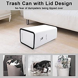 XPIY Trash Can with Lid, 2 Pack 4 Gallons/15 Liters Garbage Can with Press Top, Small, Dog Proof, Plastic Trash Bin, Waste Basket for Bathroom|Kitchen|Bedroom|Office|Living Room|Study (White)
