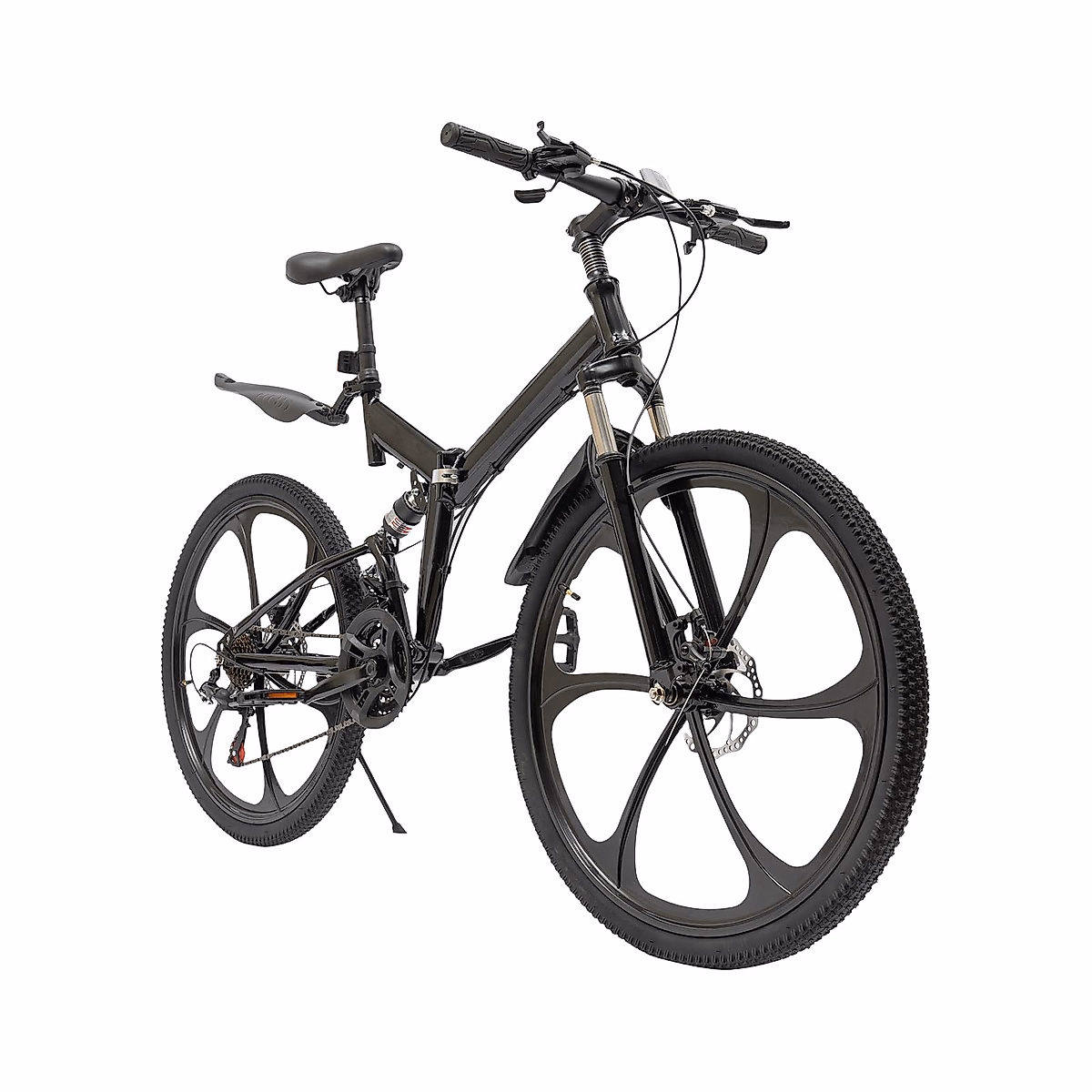 YIYIONCE Mountain Folding Bike 26In Folding Mountain Bicycle, Upgraded 21 Speed Foldable Bicycle with 6 Blade Flywheel, Strong Carbon Steel Bike, Folding Bike for Men & Women (Black)| US Stock