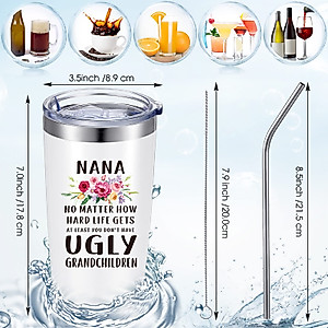 Patelai Nana Gifts, Nana at Least You Don't Have Ugly Grandchildren, Nice Grandma Mom Gifts for Mother's Day Thanksgiving Day Birthday, 20 oz Insulated Travel Tumbler with Lid Gift Box