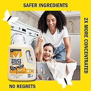 Molly's Suds Liquid Laundry Detergent | Natural Laundry Detergent Soap for Sensitive Skin | 2x Concentrated, High Efficiency (HE) | Citrus Grove - 100 Loads