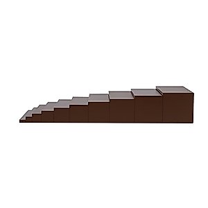 Montessori Toys for 3+ Year Old Wooden Brown Stairs Stacked Arrangement Ladder Blocks Development Sensory Toys Montessori Preschool Learning Math Baby Games Educational Toys(10 Piece Set)