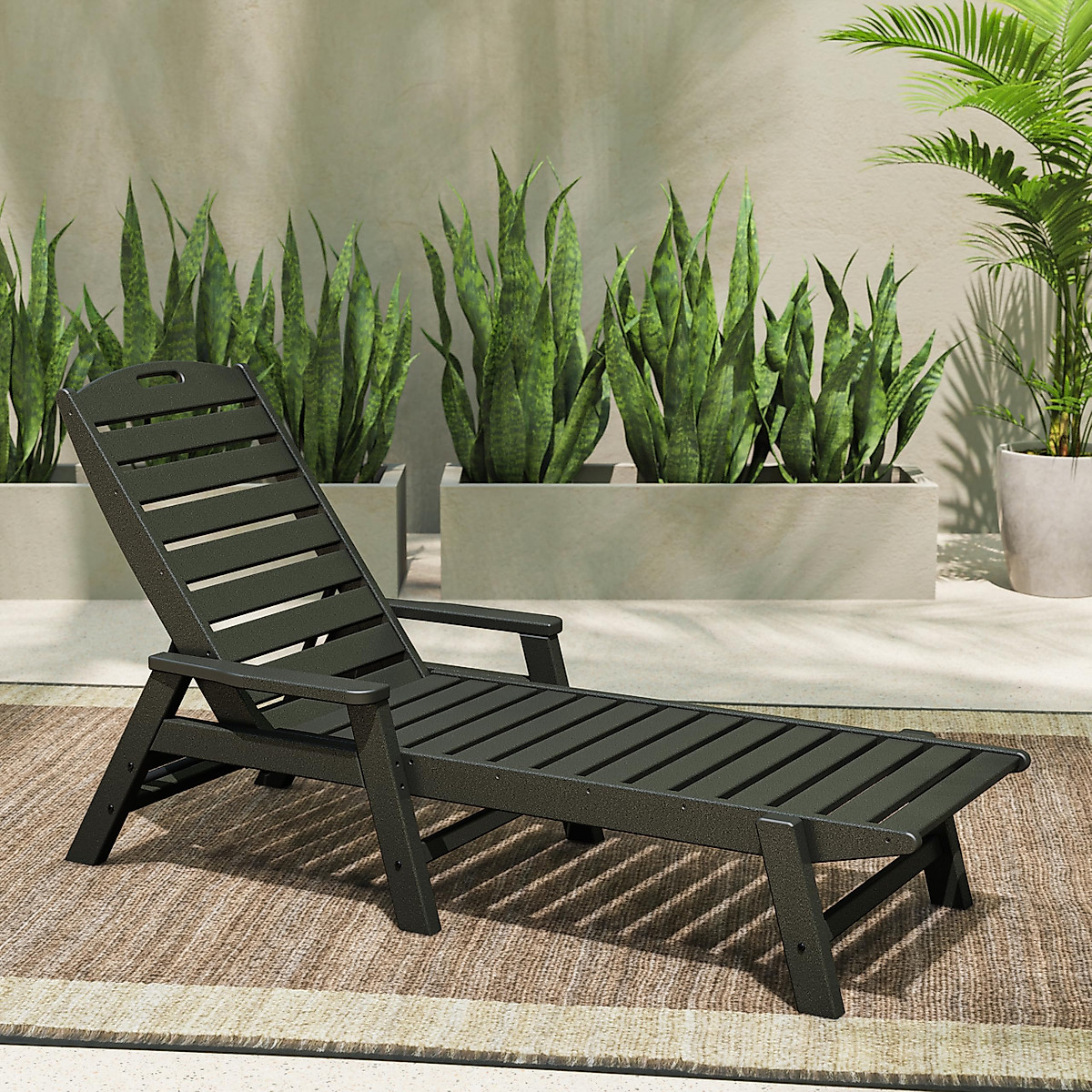 POLYWOOD NCC2280MA-P Nautical Arms Chaise, 78.5in. x 27in. x 39in, Black