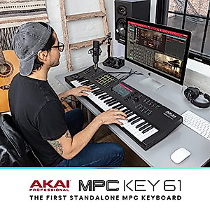 Akai Professional MPC Key 61 - Standalone Music Production Synthesizer Keyboard with Touch Screen, 16 Drum Pads, 20+ Sound Engines, Semi Weighted Keys, black