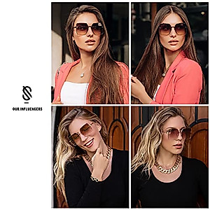 SOJOS Trendy Square Sunglasses Womens Big Oversized Designer Style UV Protection Sunnies Shades SJ1170