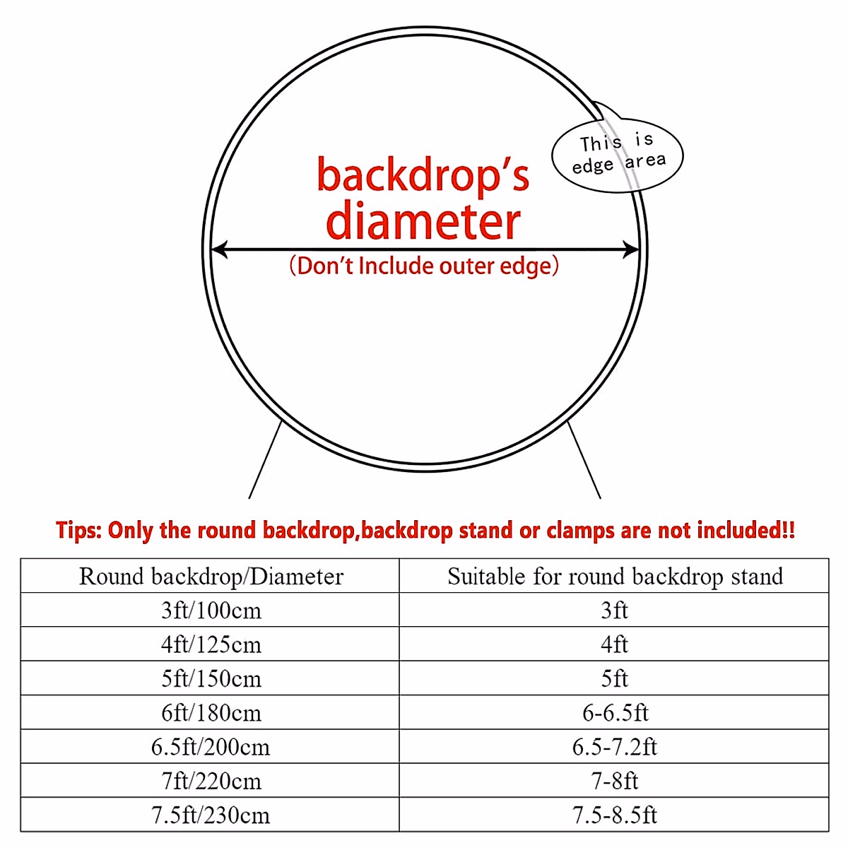 Leowefowa Black Round Backdrop Cover 7.2ft Black Background for Photography Black Photo Backdrop Black Circle Arch Backdrop Stand Cover Birthday Baby Shower Bridal Shower Party Decor Photo Prop