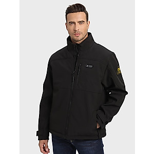 PTAHDUS Men's Heated Jacket Soft Shell with Hand Warmer, with 7.4V Battery Pack (Large, Black)