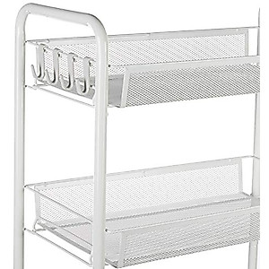 JANE EYRE Rolling Utility Storage Rack Cart on Wheels, Trolley Carft cart, Multi-Purpose Organizer Shelf (White, 4 Tier)…
