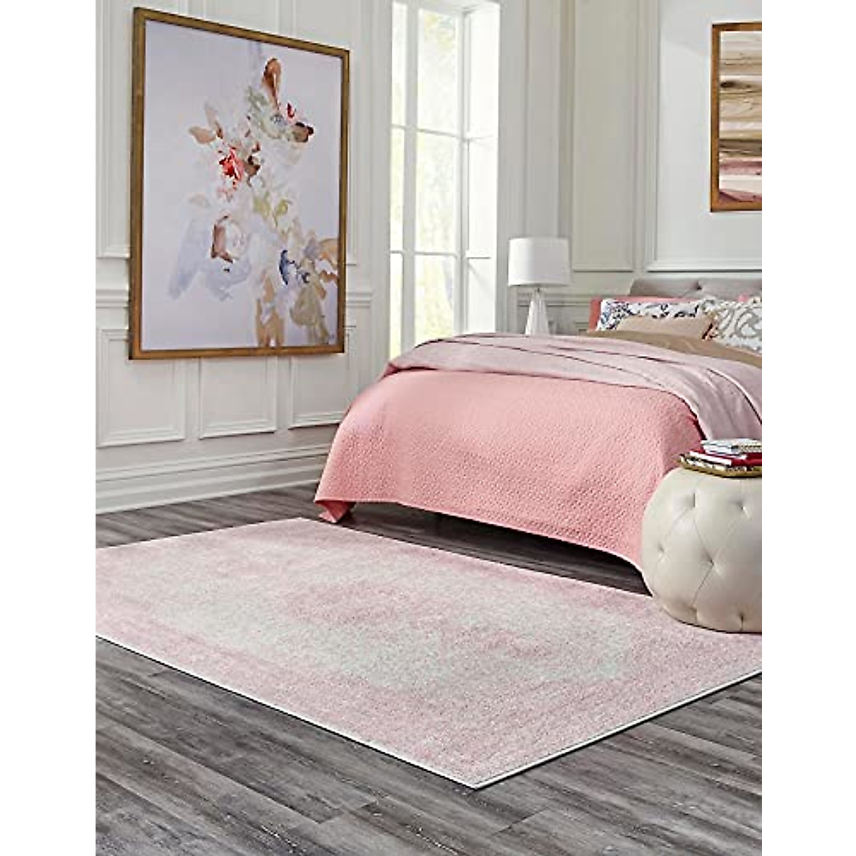 Rugs.com Dover Collection Rug – 2' x 3' Pink Low-Pile Rug Perfect for Entryways, Kitchens, Breakfast Nooks, Accent Pieces