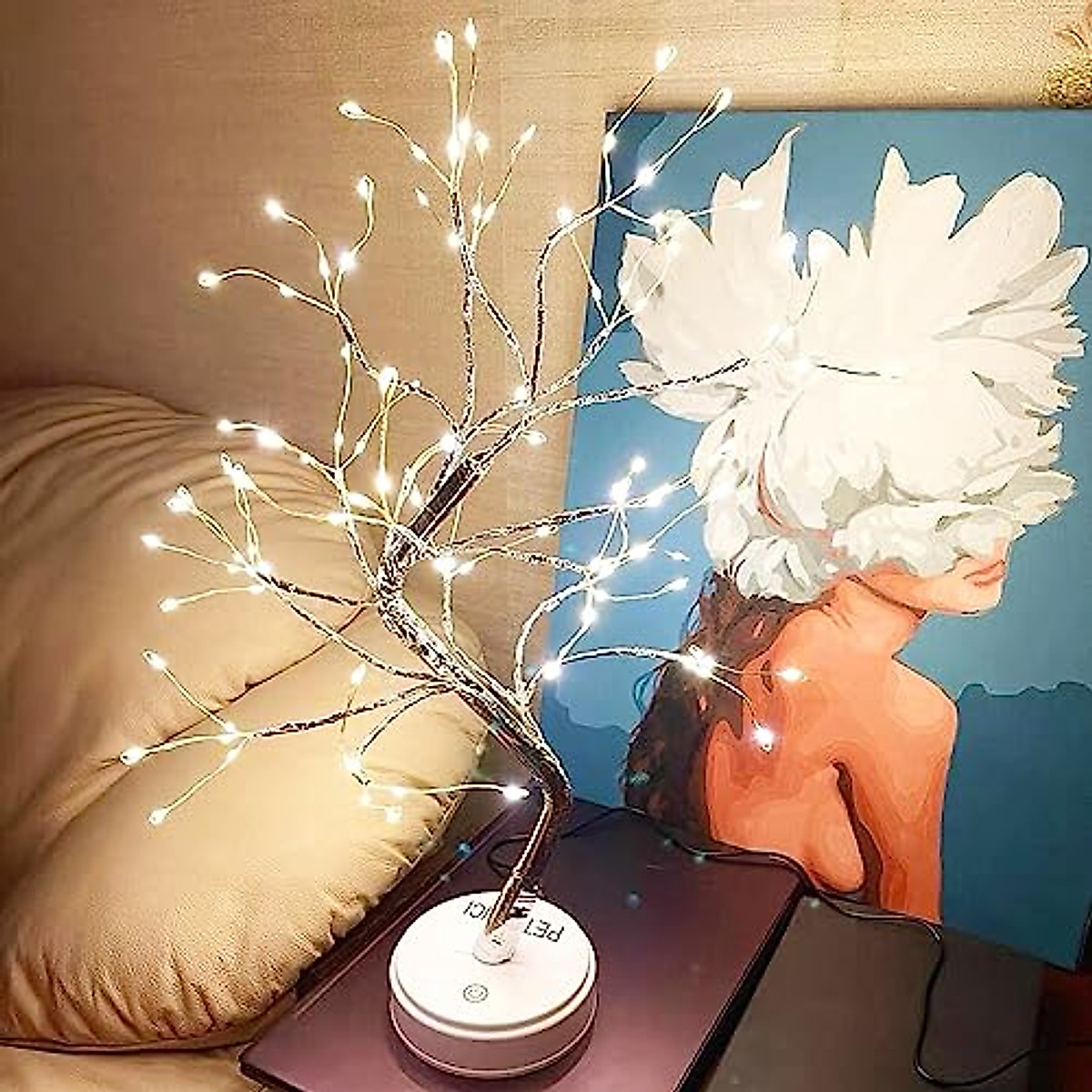 pete mici 108 LED Tabletop Bonsai Tree Light 20’’ Warm White Artificial Fairy Light Tree Battery/USB Operated Twinkling Tree Lamp for Christmas Wedding Home Decoration
