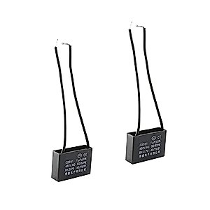 Fielect 2pcs CBB61 Run Capacitor 450V AC 1uF 2 Wires Metallized Polypropylene Film Capacitors for Ceiling Fan