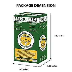 Springbok Braai Best Charcoal Briquettes for Grilling - All Natural Hardwood Briquettes Charcoal for Smoker, Outdoor BBQ Grill - High Heat, Long Lasting, Economical, Sustainable Acacia Wood,1x5 lb Box