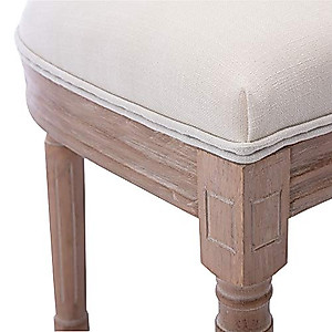 GOOLON Dining Chair Set of 2 French Style Fabric Upholstered Chair for Dining Room Square Backrest Country Bistro Mid Century Armless Chair for Kitchen Dining Room Beige