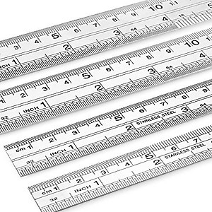 Ruler Metal Stainless Steel Ruler Straight Edge Measuring Tool Set of 4(6/8/12/16 inch)