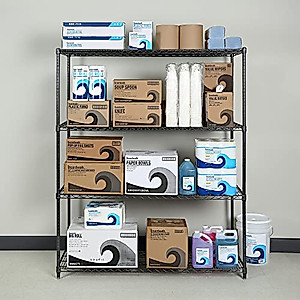Alera All-Purpose Wire Shelving Starter Kit, Four-Shelf, 60w x 24d x 72h, Black Anthracite Plus