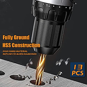 Hex Shank M35 Cobalt Drill Bit Set 13 Pcs (1/16"-1/4"), Impact Quick Change Drill Bit Set for Cast Iron, Hardened Metal, Stainless Steel, Wood and Plastic