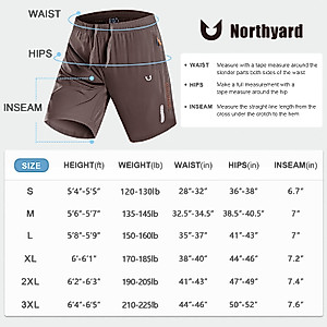 NORTHYARD Men's Athletic Running Shorts Quick Dry Workout Shorts 7"/ 5"/ 9" Lightweight Sports Gym Basketball Shorts Hiking Exercise Coffee XL