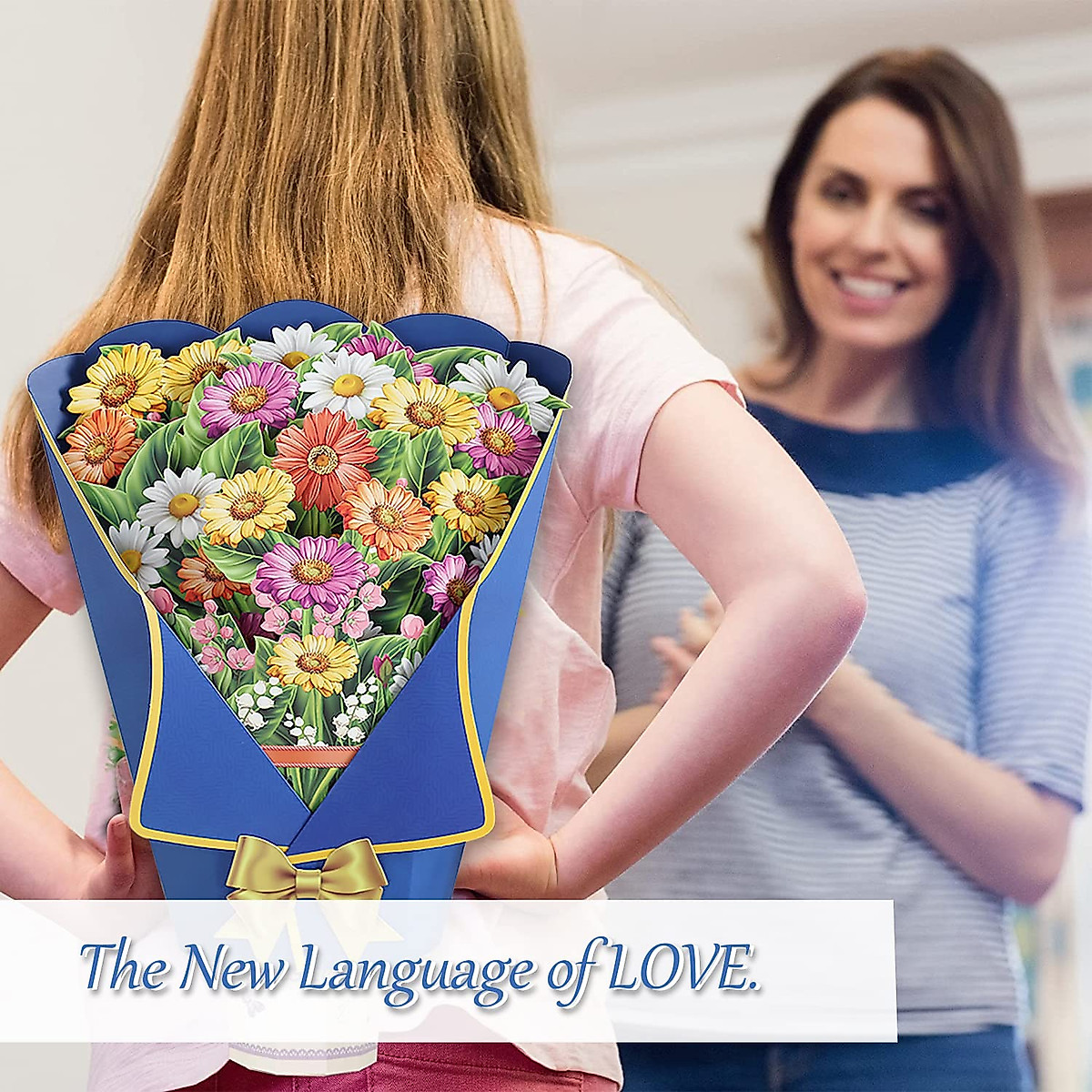 Daisy Paper Flowers Pop Up Cards, 12 Inch Christmas Pop Up Cards with Note Card and Envelope, 3D Pop Up Greeting Cards Handmade Paper Flowers Bouquet Cards, Popup Christmas Cards for Holiday Cards Daisy Thank You Cards