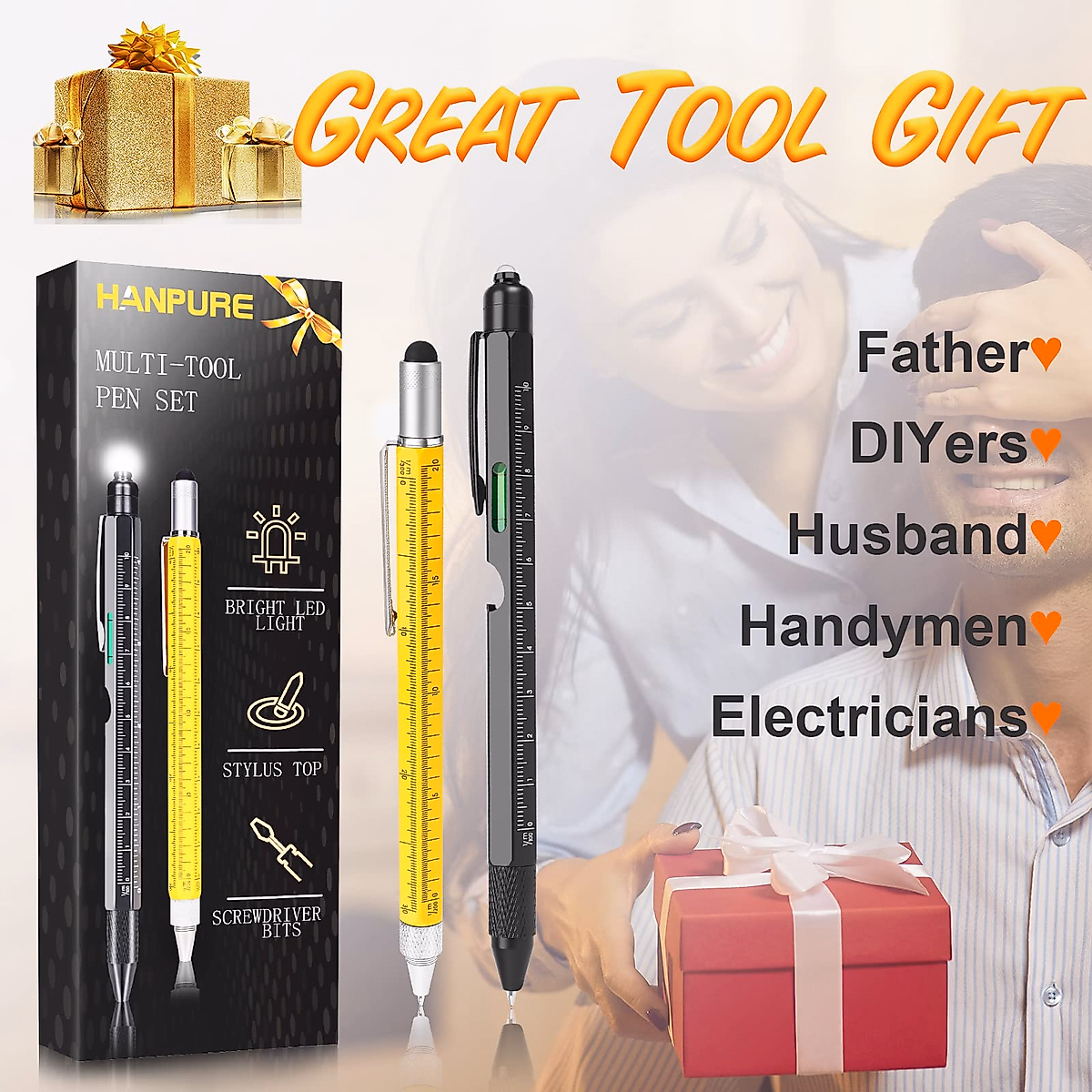 Gifts for Men Multitool Pen - Stocking Stuffers for Men Gifts for Dad Unique Christmas Gifts for Men Who Have Everything Pocket Multi Tool Cool Gadgets for Men Husband Boyfriend Mechanic Tools for Men
