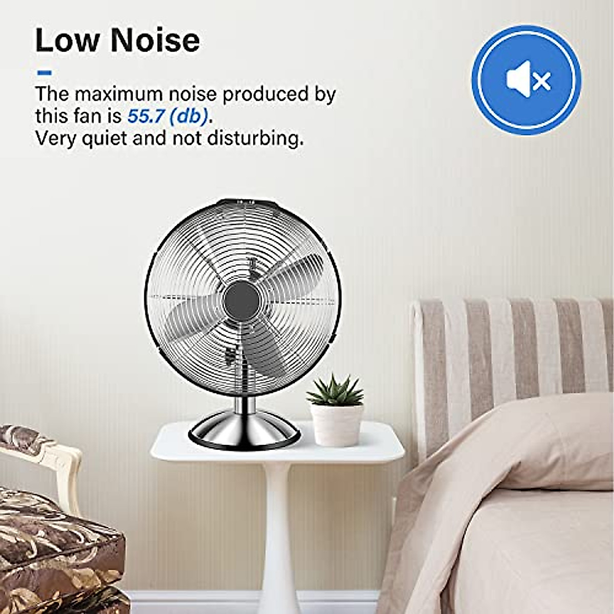Simple Deluxe 12 Inch Stand Fan, Horizontal Ocillation 75°, 3 Settings Speeds, Low Noise, Quality Made Durable Fan, High Velocity, Heavy Duty Metal For Industrial, Commercial, Residential, Silver