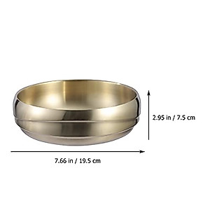 Luxshiny Double- Wall Insulated Stainless Steel Soup Bowl Insulated Bowls for Cereal Soup Ice Cream Rice Noodles Salad Kids Snacks 19. 5cm Gold