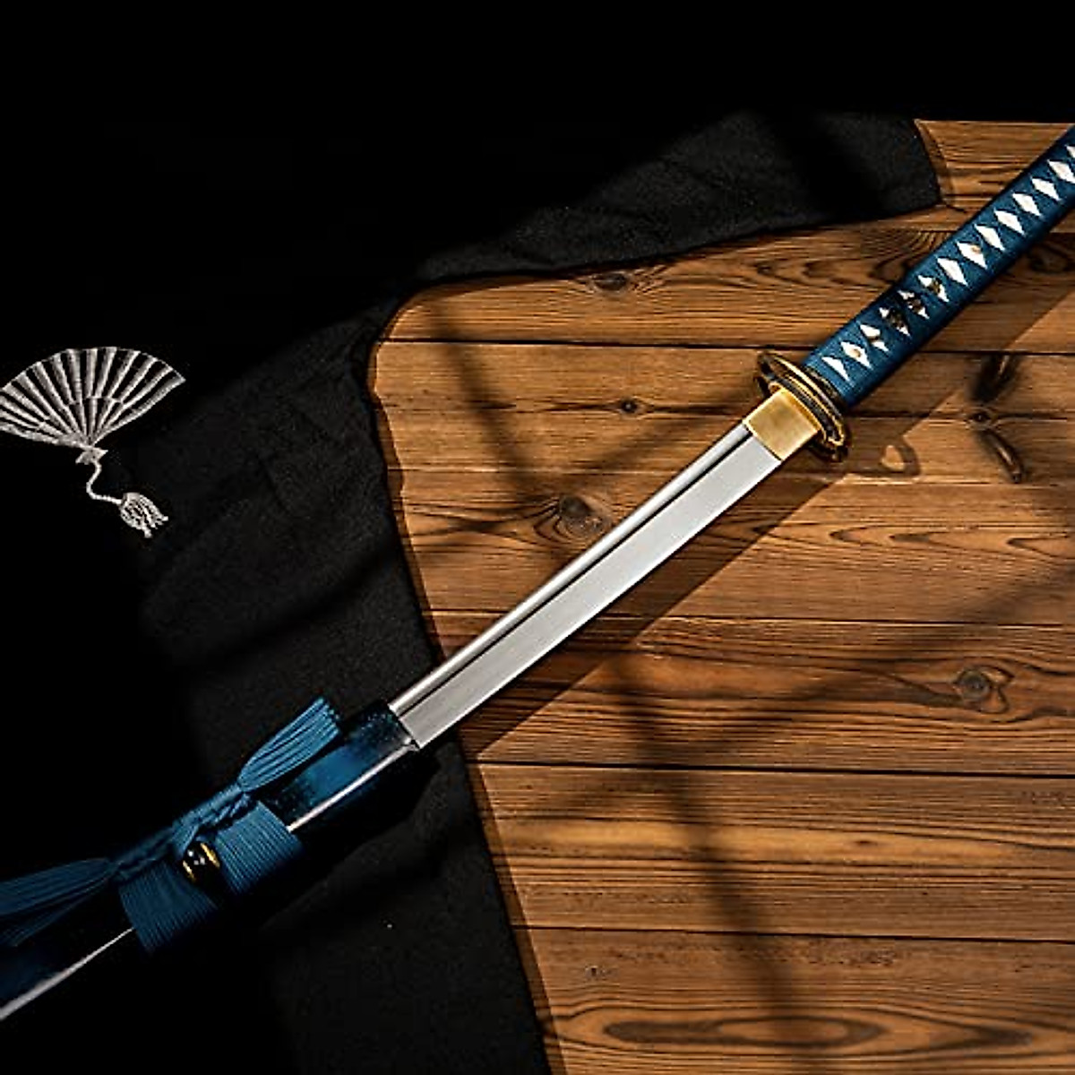 DISPATCH Handmade Samurai Sword, 40 inch 1060 High Carbon Steel, Damascus Steel, Forged Samurai Sword, Full Tang Dynasty, Clay Tempered