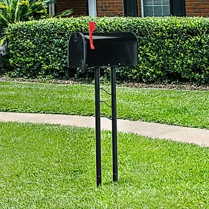 Architectural Mailboxes Mailbox to Go Galvanized Steel Mailbox and Post Kit, MC11KITBAM, Black, Medium Capacity