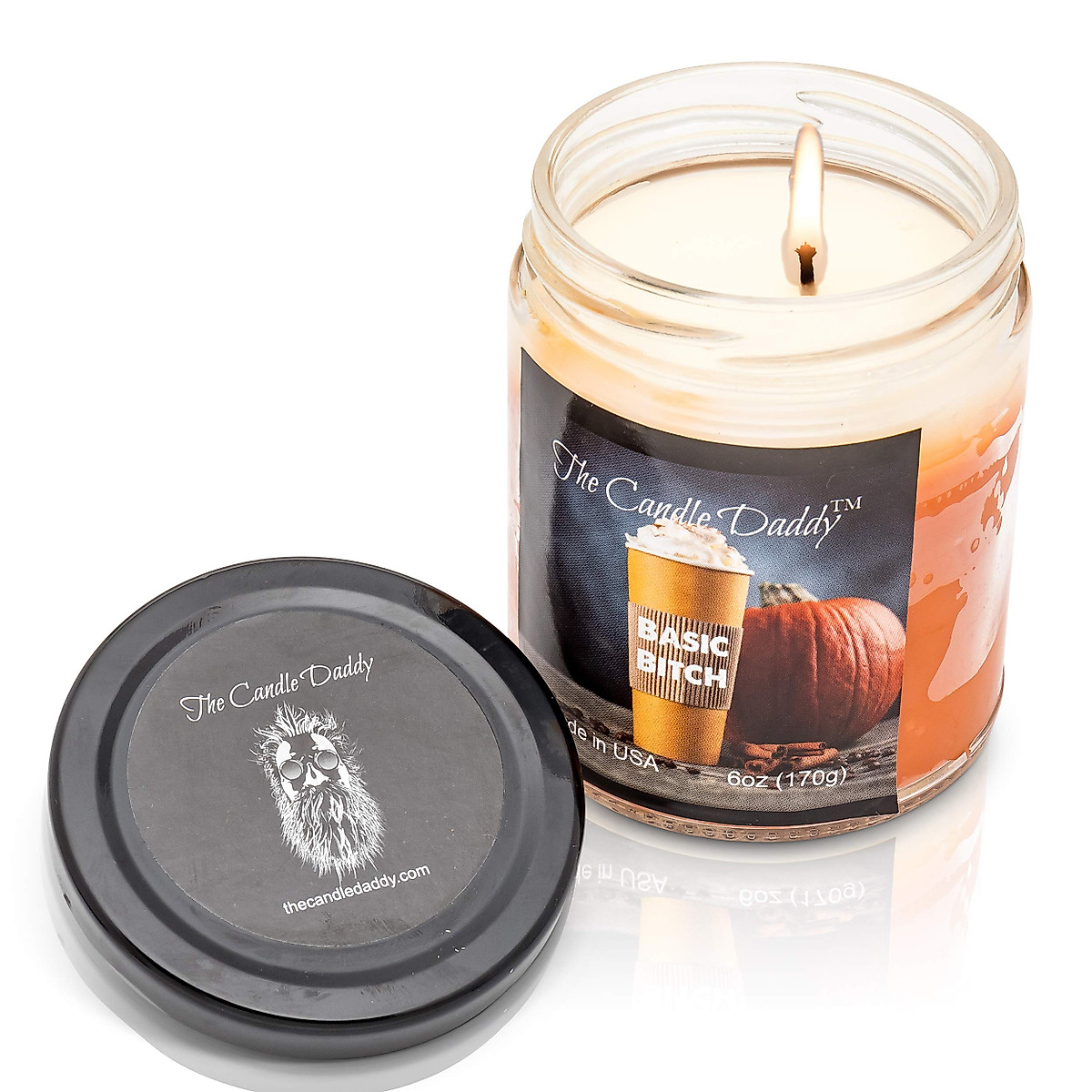 Pumpkin Spice Candle - Halloween Fun and Funny -6 Ounce- 40 Hour Burn - Basic Bitch - Poured in Small Batches in USA