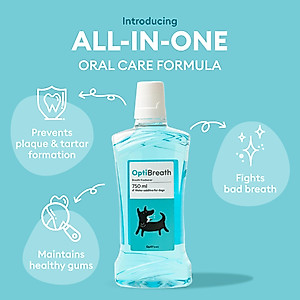 OptiBreath Water Additive Breath Freshener - Prevents Plaque and Tartar Formation, Enhance Oral Hygiene for Your Pet's Optimal Dental Wellness