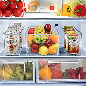 Sorbus Plastic Storage Bins Clear Pantry Organizer Box Bin Containers for Organizing Kitchen Fridge, Food, Snack Pantry Cabinet, Fruit, Vegetables, Bathroom Supplies, 3-Piece Set