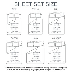 Swift Home Cal King 6-Piece Microfiber Sheet Sets (Includes 2 Bonus Pillowcases), Ultra-Soft Brushed - Extremely Durable - Easy Fit - Wrinkle Resistant, Cal King, Larkspur Blue