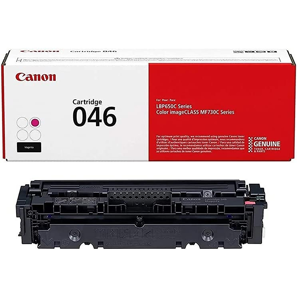 Canon 046 Toner Cartridge ImageCLASS LBP654Cdw, LBP654Cx, MF731Cdw, MF733Cdw, MF735Cdw - High Yield Black and Standard Yield Cyan, Magenta and Yellow - 4 Pack in Retail Packaging