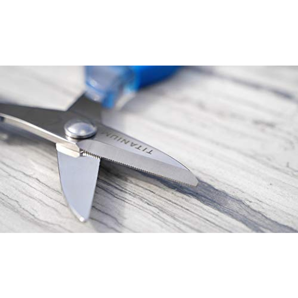 Cuda 5.5-Inch Titanium-Bonded Fishing Scissors for Braided Line & Mono Line with Micro Serrated Edges (18362), Blue