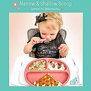 Elk and Friends Silicone Baby Spoons | First Stage Infant Toddler Spoon | Baby Led Weaning Stage | Dishwasher Safe