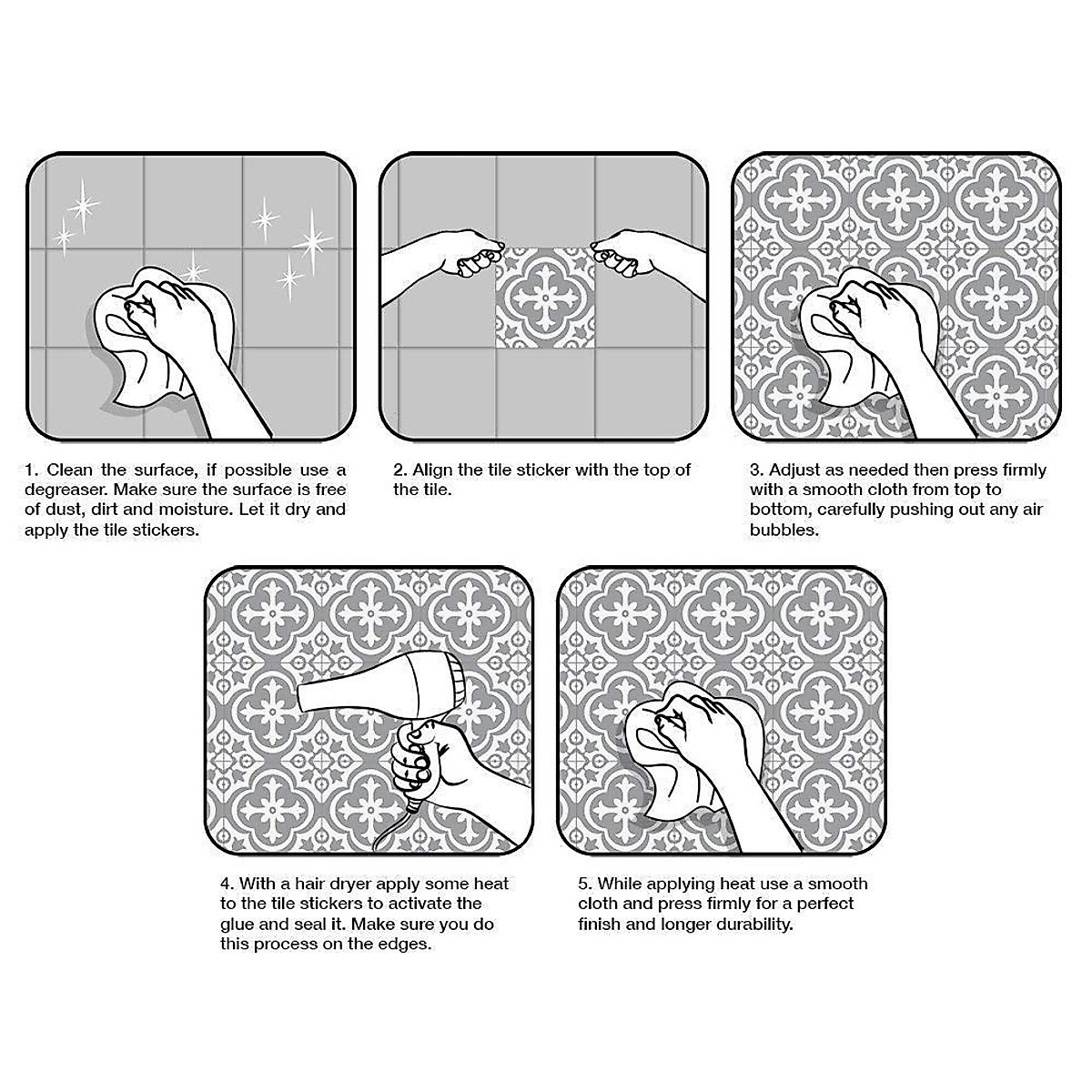 25 PCS Moroccan Style Tile Sticker, 4x4 Inch(10x10cm) Traditional DIY Murals, Tile Waterproof Oil Proof Removable Decals for Bathroom & Kitchen Backsplash (DS-01)