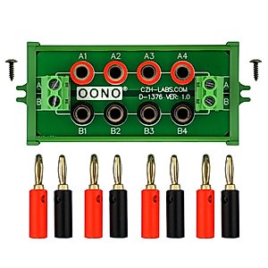 Screw Mount 2 x 4 Position Banana Jack Distribution Module, DC Power Strip