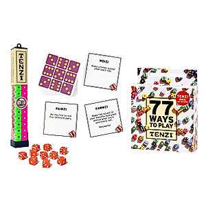 TENZI Dice Party Game Bundle with 77 Ways to Play A Fun, Fast Frenzy for The Whole Family - 4 Sets of 10 Colored Dice with Storage Tube - Colors May Vary