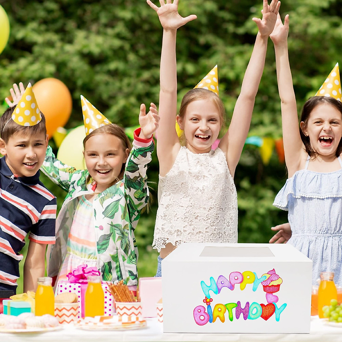 LotFancy 15 Sets Cake Boxes, 10 x 10 x 5 Inch White Bakery Boxes with Cake Boards, Disposable Cake Carrier with Window for Pie, Donut, Cookie, Pastry