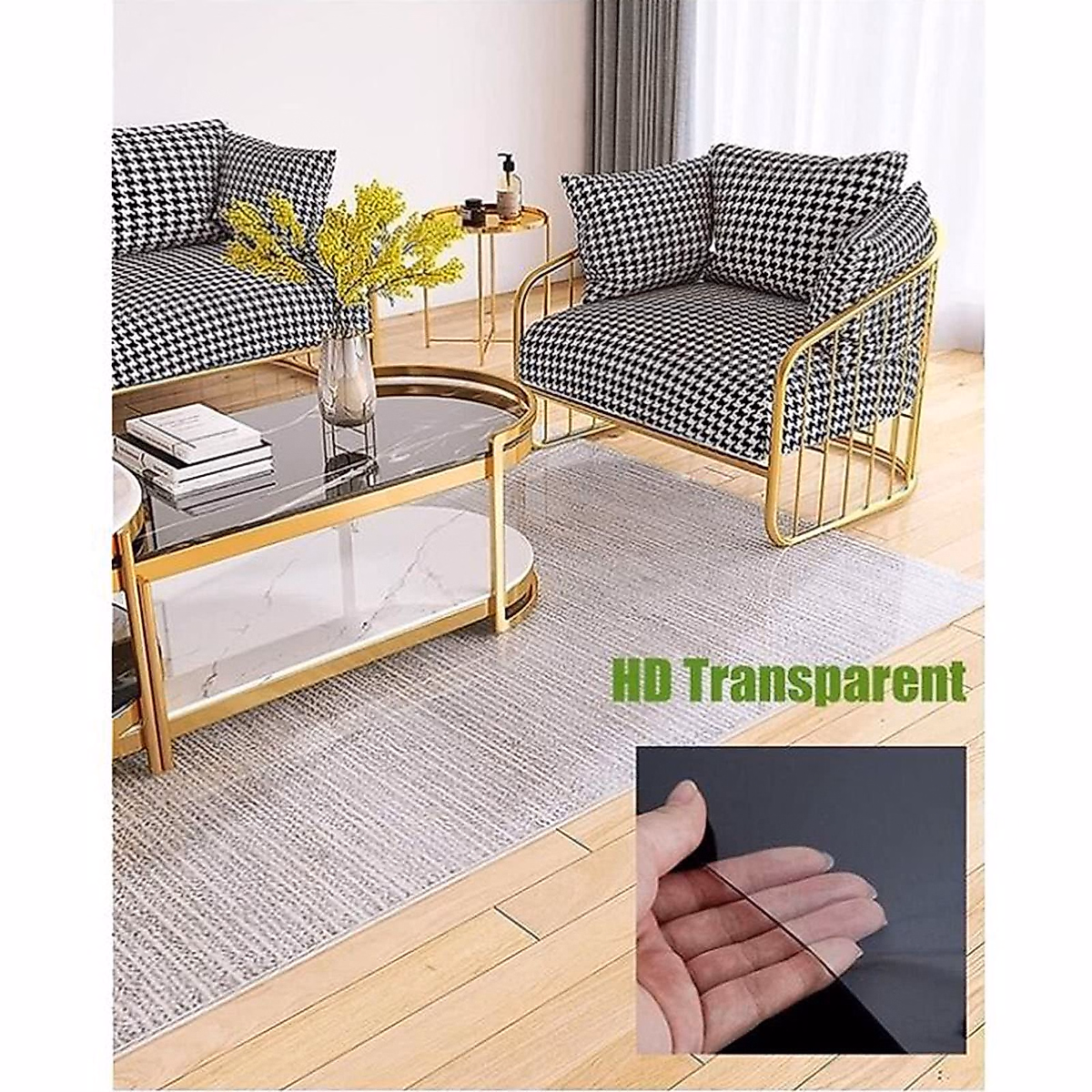 Clear PVC Desk Chair Mat 1mm Clear Plastic PVC Runner Rug for Kitchen Dining Room,Transparent Non-Slip Office Chair Mat,Plastic Vinyl Floor Runner Protector Waterproof Dustproof,85/105/125/145cm Wide