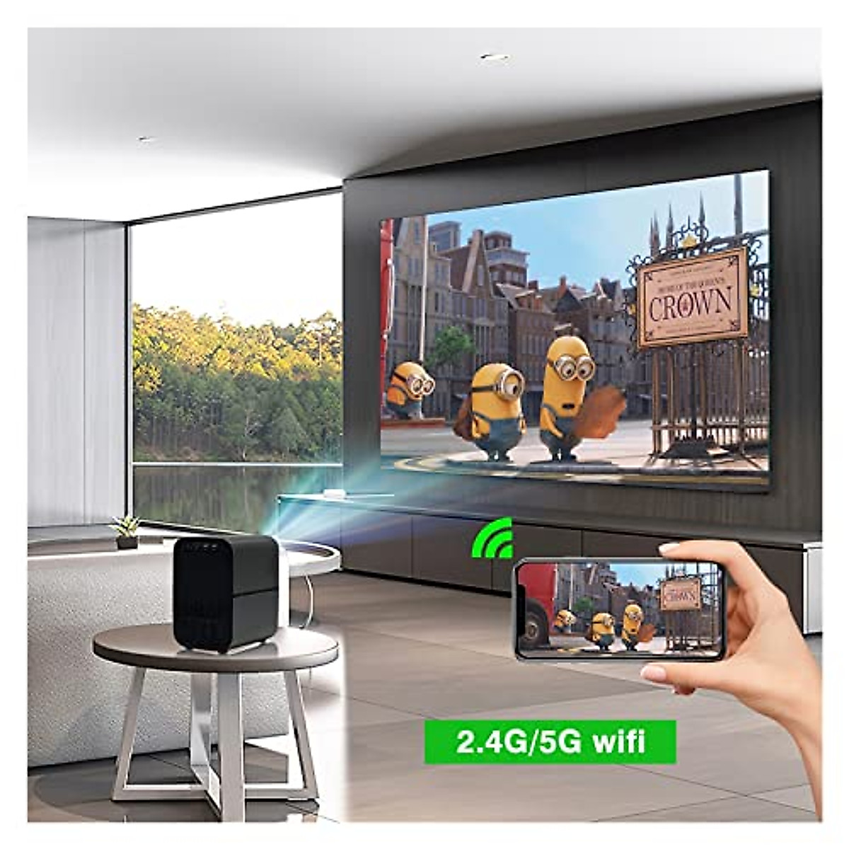 M6A 1080P LED Video Projector Android 9.0 6000 Lumens 5G WiFi Electric Focus for 4K Home Cinema Smartphone ( Color : M6A 1080P )