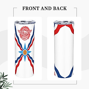 LIICHEES Flag of the Assyrians Stainless Steel Vacuum Insulated Tumbler 20oz Coffee Cups Travel Mug Water Cup with Metal Straw Cleaning Brush
