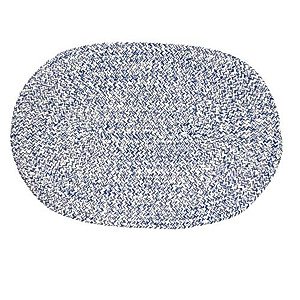 Super Area Rugs Farmhouse Braided Rug Cotton Kitchen Reversible Carpet, Blue & White, 4' X 6' Oval