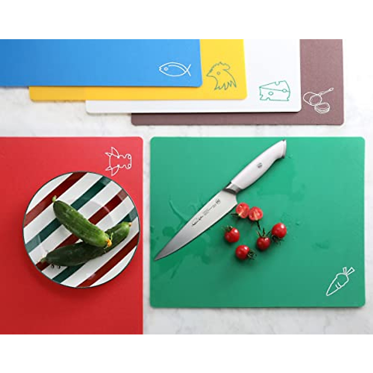 New Star Foodservice 42627 Flexible Cutting Board, 12-Inch by 15-Inch, Assorted Colors, Set of 6