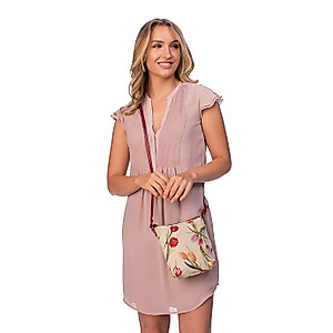 Signare Tapestry Small Crossbody Bag Sling Bag for Women with Tulip White Floral Design (SLING-TULWT)