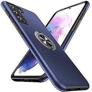Anqrp Hidden Series Galaxy S21 Case 5G, [Heat Dissipation] [No Fall-Off Kickstand] 360° Metal Ring, Military Grade Shockproof Protective Phone Case Designed for Samsung Galaxy S21, Midnight Blue