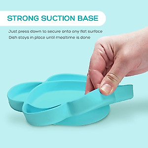 grabease Silicone Suction Plate for Baby & Toddler Self-Feeding, 6-Section Dish With Stay-Put Grip, BPA and Phthalates-Free, Dishwasher and Microwave Safe, Bright Teal