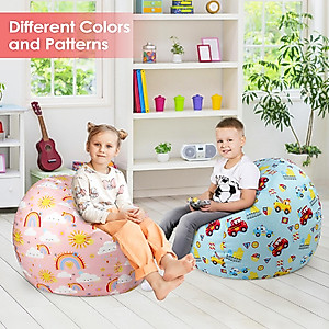 decalsweet Bean Bag Chair for Kids Stuffed Animal Storage Beanbag Chairs,Toddler Toy Storage Organizer for Girls and Boys,Large 32'' Cover Only（No Filling